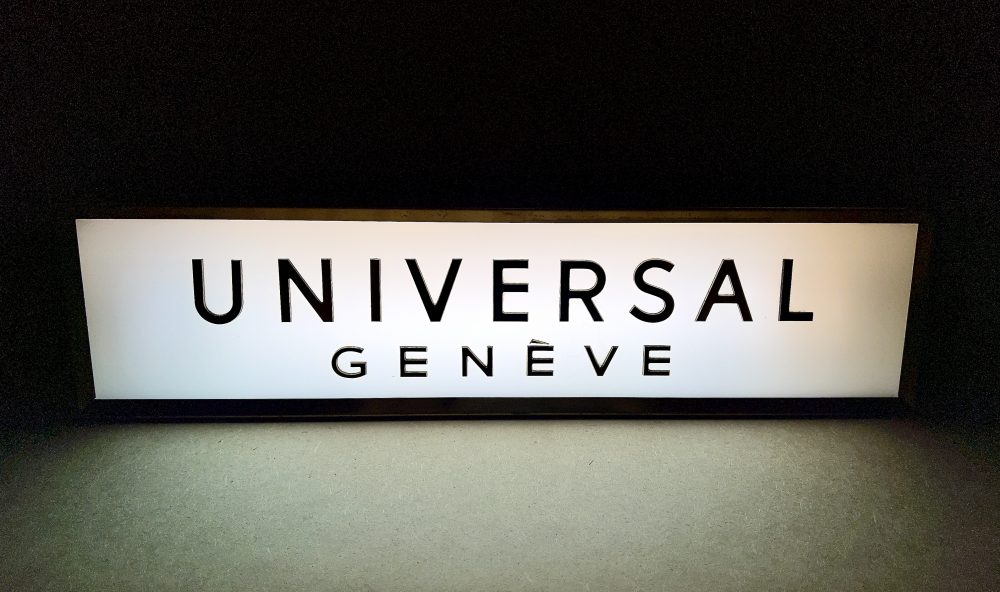 UNIQUE LUMINOUS SIGN UNIVERSAL Genève CIRCA 1960 - ECY Gallery